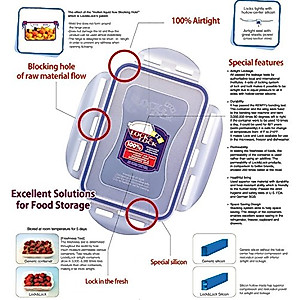 Lock & Lock Plastic Food Storage Airtight Container Set (2300ml/78oz+1000ml/34oz+(180ml/6oz×2))