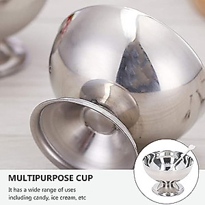 Stainless Steel Ice Cream Bowl with Fork, Dessert Bowls Serving Bowl for Pudding, Dessert, Sundae, Ice Cream, Salad, Pudding (250ml)