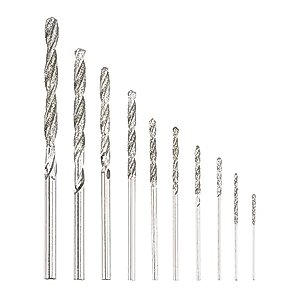 uxcell 0.8mm - 4.0mm Diamond Twist Drill Bit Set High Speed Steel for Glass Seashells Stone Tiles Set of 10pcs