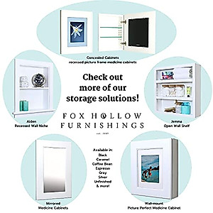 Fox Hollow Furnishings Landscape Recessed Picture Frame Medicine Cabinet (14" W x 11" H) - Black