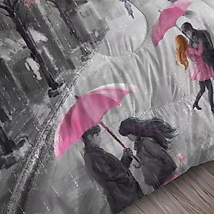 EDGZKO Paris Bedroom Comforter Set: Queen Size Eiffel Tower Bedding Sets Pink and Grey French Style Romantic Bed Set for Teen Girls Women Soft Quilt Sets 1 Comforter & 2 Pillowcases