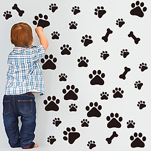 Epakh Dog Paw and Bone Print Stickers Removable Puppy Paw Wall Decals Decoration Animal Footprint Gifts for Dog Lover Bedroom Living Room(Dog Paw)