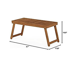Furinno Tioman Outdoor Hardwood Coffee Folding Table, Natural