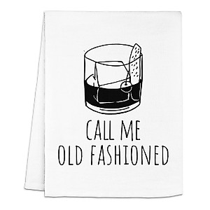 Funny Dish Towel, Call Me Old Fashioned, Flour Sack Kitchen Towel, Sweet Housewarming Gift, Farmhouse Kitchen Decor, White