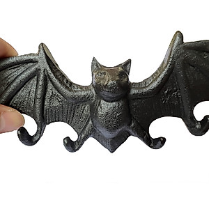 Hallocool Bat Key Holder Cast Iron Bat Key Hooks Decorative Hook Gothic Decor Vampire Bat Key Hanger Key Hooks for Hanging Dog Leash Wallet Belt Umbrella Towel, Bat Figure Wall Hook Halloween Bats