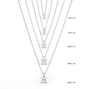 Carbon Atelier IGI Certified 1 Carat Princess Cut Lab Grown Diamond Square Solitaire Pendant Necklace for Women I 14k White Gold Necklace (G-H, VS1-VS2, cttw) I 18 Inch Long Chain with Lobster Claw