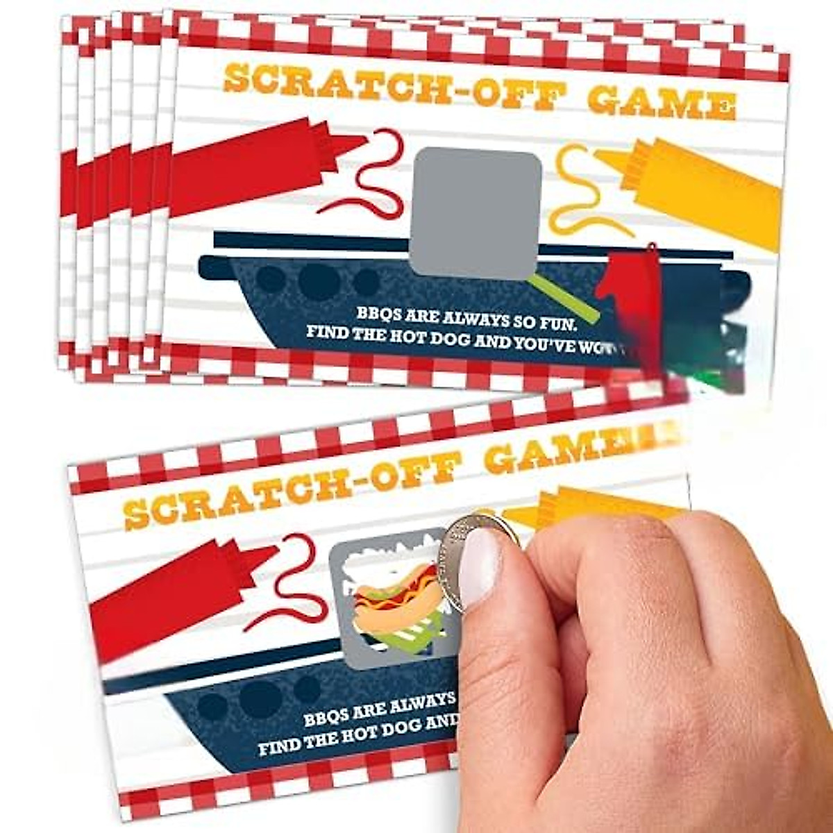 Big Dot of Happiness Fire Up the Grill - Summer BBQ Picnic Party Game Scratch Off Cards - 22 Count