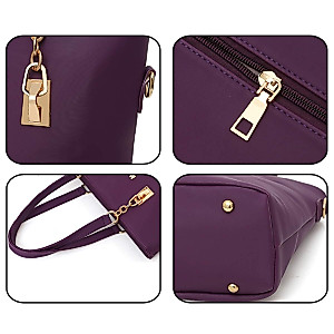 Dayfine 6-Pcs Handbags and Purses for Women Waterproof Nylon Tote Bags Shoulder Bag Backpack Wallet Zip Clutch Key Card Bag-Black