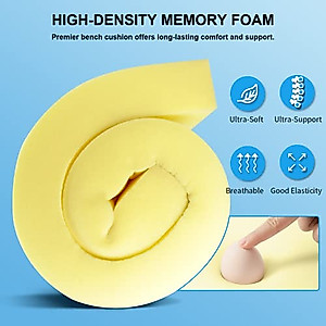 Lokex Bench Cushion Chair Pads Swing Cushions Memory Foam Pads for Patio Furniture Window Bay Bench Cushions, [Linen] Dark Grey, 48"x18"x3"