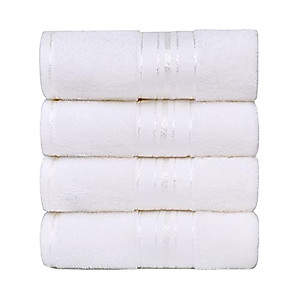 Italesse 4-Pack Hand Towels (13 x 29 inches) - 100% Cotton Hand Towels, Highly Absorbent, Odor-Free, Soft Towels for Bathrooms, Hotels, Kitchens and Spas (White)