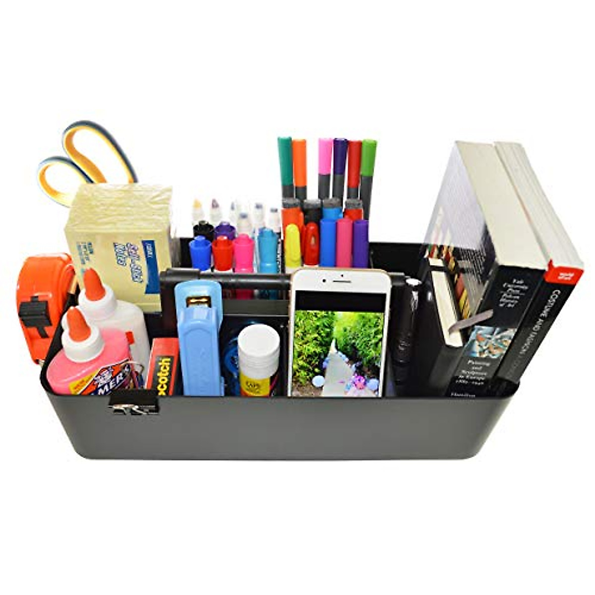 Enjoy Organizer - 8 Compartments DIY Dividers,Large Portable Caddy, Multi Purpose,Stackable, Modern Solution for School, office, Desktop Endless use of your Choice -MADE IN USA (Black)