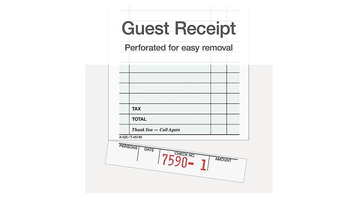 Adams Single Part Perforated Guest Check Pads, 5 Pads