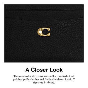 Coach Polished Pebble Leather Essential Card Case, Black