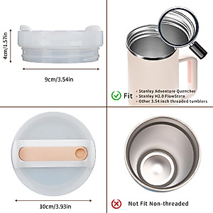 2Packs Tumbler Lid Fit for Stanley 40 oz Quencher H2.0 FlowState Cup, Replacement Straw & Sip 2-IN-1 Lid Accessories for Stanley 40 oz Adventure Quencher Tumbler, Spill Proof and Dishwasher Safe