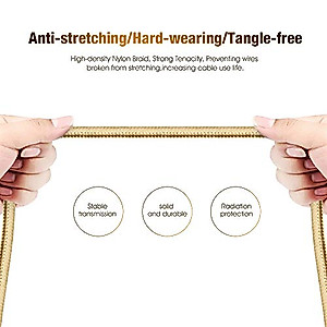 CBUS 6ft Heavy-Duty Braided Fast Charging Cable USB-C to USB-A Compatible with iPad Air, iPad Pro (2022/2021/2020), Samsung Galaxy Tab S8/S8+, S7 FE, S7/S7+, S6/S6 Lite (Beige Gold)