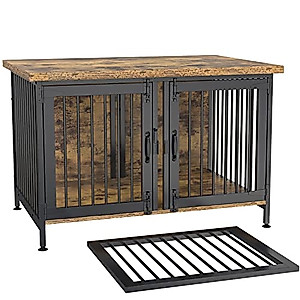 GDLF Double Dog Crate with Divider for 2 Small Dogs or 1 Dog, Furniture Style Kennel Indoor Cage with Removable Panel (Int.dims:36.2”Wx24.5”Dx21”H)