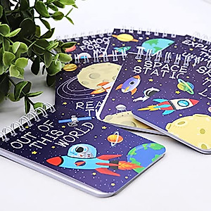 Outer Space Mini Notebook 32 Pack Kids Space Party Favor Galaxy Goodie Bags Solar System Science Astronaut Rocket Planet Small Spiral Pocket Notepads for Boys Girls Space Theme Birthday Party Supplies