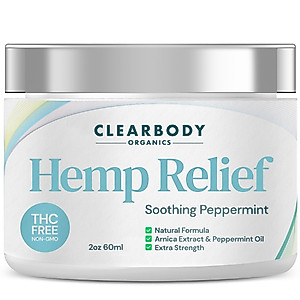 Clearbody Organics - USA Made Hemp Cream Maximum Strength - Soothe Discomfort in Your Back, Muscles, Joints, Neck, Shoulder, Knee, Nerves - Natural Peppermint and Soothing Arnica Extract