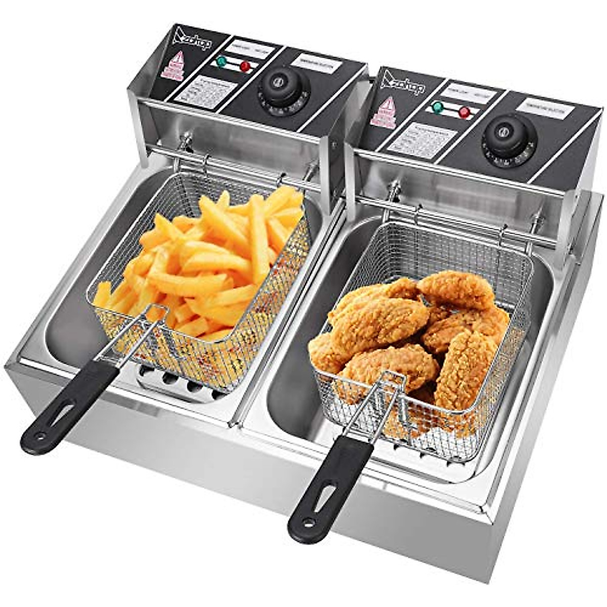 5000W Commercial Deep Fryer, 12L Electric Dual Tank Deep Fryer