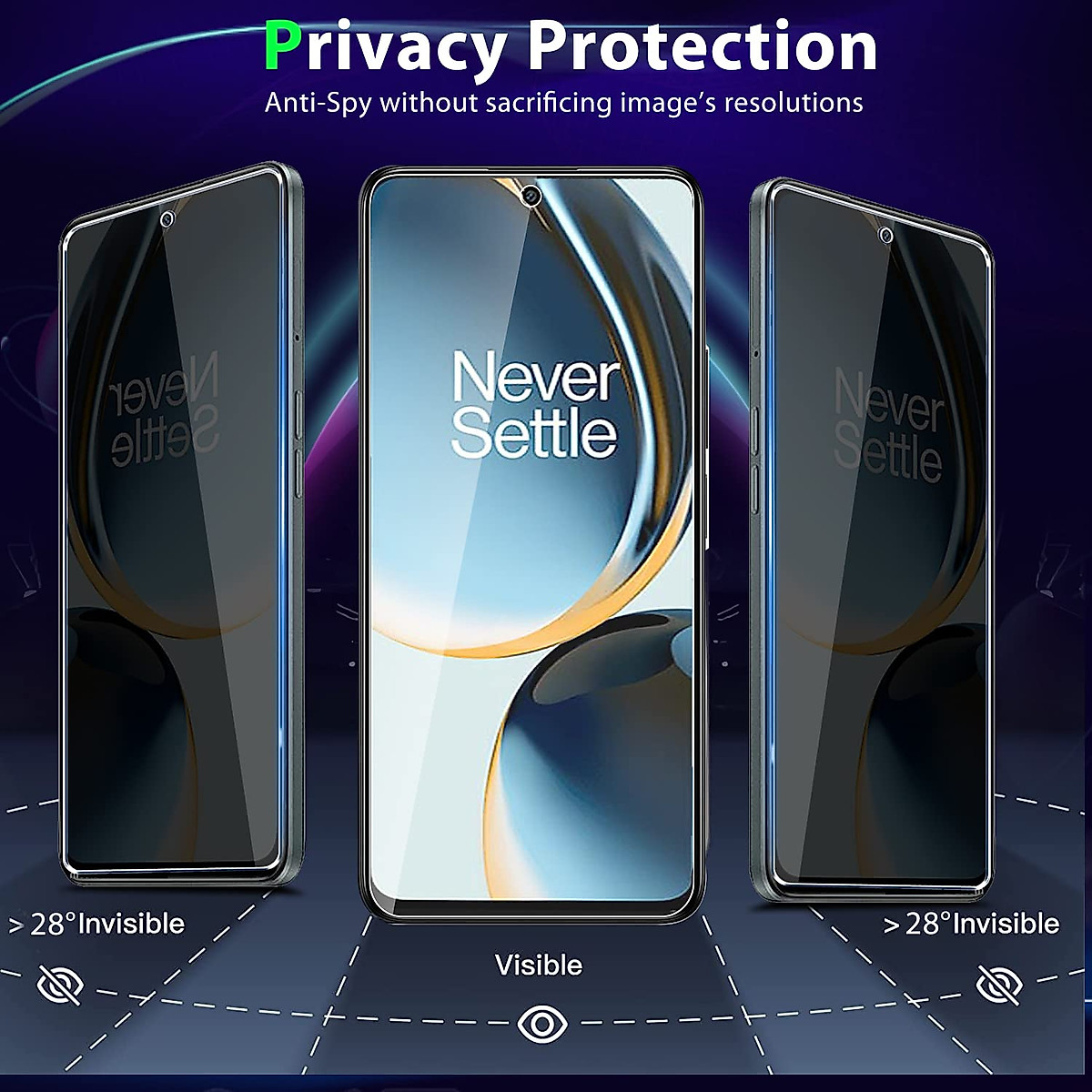 Zeking [3-Pack OnePlus Nord N30 Privacy Tempered Glass Screen Protector, Anti-Glare 9H Hardness [3D Touch][Case Friendly] [Anti Scratch][Anti-Fingerprint] Bubble Free