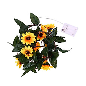 Abaodam 2 Pcs Sunflower Lighting Chain Sunflower Wreath Sunflower Outdoor Decor Sunflower Decor Led Artificial Sunflower Garland Flower Strip Light Sunflower Fairy Light Festival Ornaments