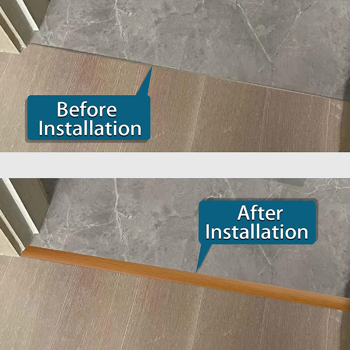 Floor Transition Strip 2" Self Adhesive Flat Vinyl Flooring Transitions Strip with Strong Backing Wood Grain (5cm, 10FT, Maple Wood Grain)