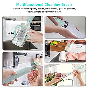 WHNL Rechargeable Electric Bottle Brush Cleaner Set with 3 Piece Silicone Baby Bottle Brush Cleaner and Straw Cleaner Brush,BPA Free,Waterproof,Perfect Baby Registry Gift,Blue