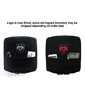 Seat Armour ‎KADRAMBJS02-16 Custom Fit Console Cover with Embroidered Logo for Select Dodge Ram Models with Jump Seat - Cotton (Black) (Officially Licensed, Third Seats and Bench Seats)