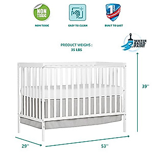 Dream On Me Synergy 5-In-1 Convertible Crib In White, Greenguard Gold Certified