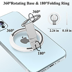 LDSXAY Universal MagSafe Ring 2 Pack + Magnetic Ring Holder, Magnetic Phone Grip for MagSafe Accessories 360° Adjustable Kickstand for iPhone 13 12 Pro Max/Pro/Mini - White