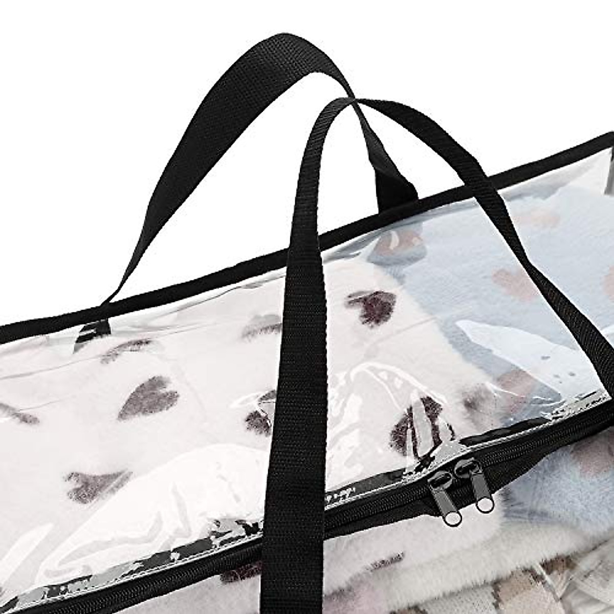 Fasmov 4 Pack Clear Clothes Storage Bag Organizer with Reinforced Handle, Closet Organizer Vinyl Bag for Bedding, Linen, Blankets, Duvet Covers, Comforters, Clothes & Toys