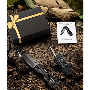 GODCRAE Gifts for Men Dad, Pocket Multitool Knife with 1/4-Inch Hex Drive, 2 Flathead Bits 2 Crosshead Bits Whetstone Unique Gifts for Christma Birthday Valentines Day Fathers Day