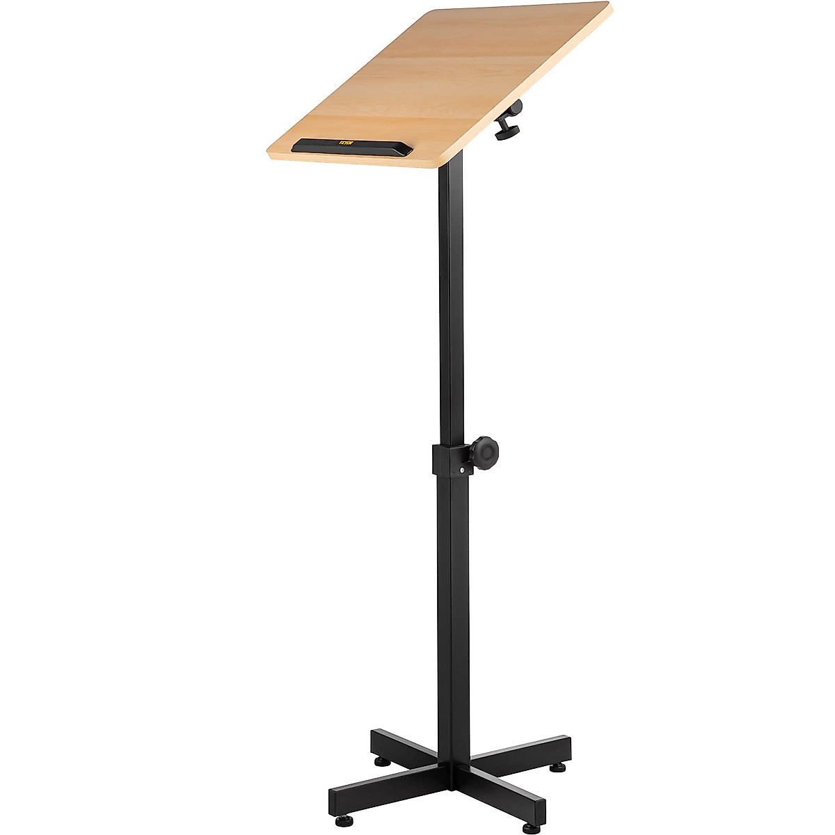 VEVOR Lectern Podium Stand, Height Adjustable Laptop Table, Portable Presentation Standing for Classroom, Office, Church, Tilting Desktop with Edge Stopper, Oak