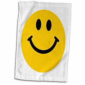 3D Rose Yellow Smiley Face-Cute Traditional Happy Smilie-1960S Hippie Style-Smiling On White Hand/Sports Towel, 15 x 22