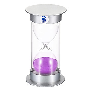 PATIKIL 20 Minute Sand Timer, Sandy Clock with Plastic Cover Count Down Sand Glass for Games, Kitchen, Party Favors DIY Decoration, Purple Sands
