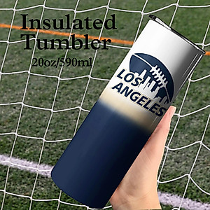 Los Angeles Classic Stainless Steel Tumbler with Lid and Straw, City Football Fans Gifts,20oz Football Team Skinny Travel Mug Tumbler Cup Water Botter