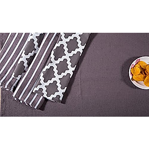 FRENCH BREAD Premium Kitchen Towels Set With Hang Loop - Pack of 5 Cotton Dish Towels for Drying Dishes, 18”x 26”, Absorbent Tea Towels, Dish Towels for Kitchen, Quick Drying Kitchen Towel Set - Gray