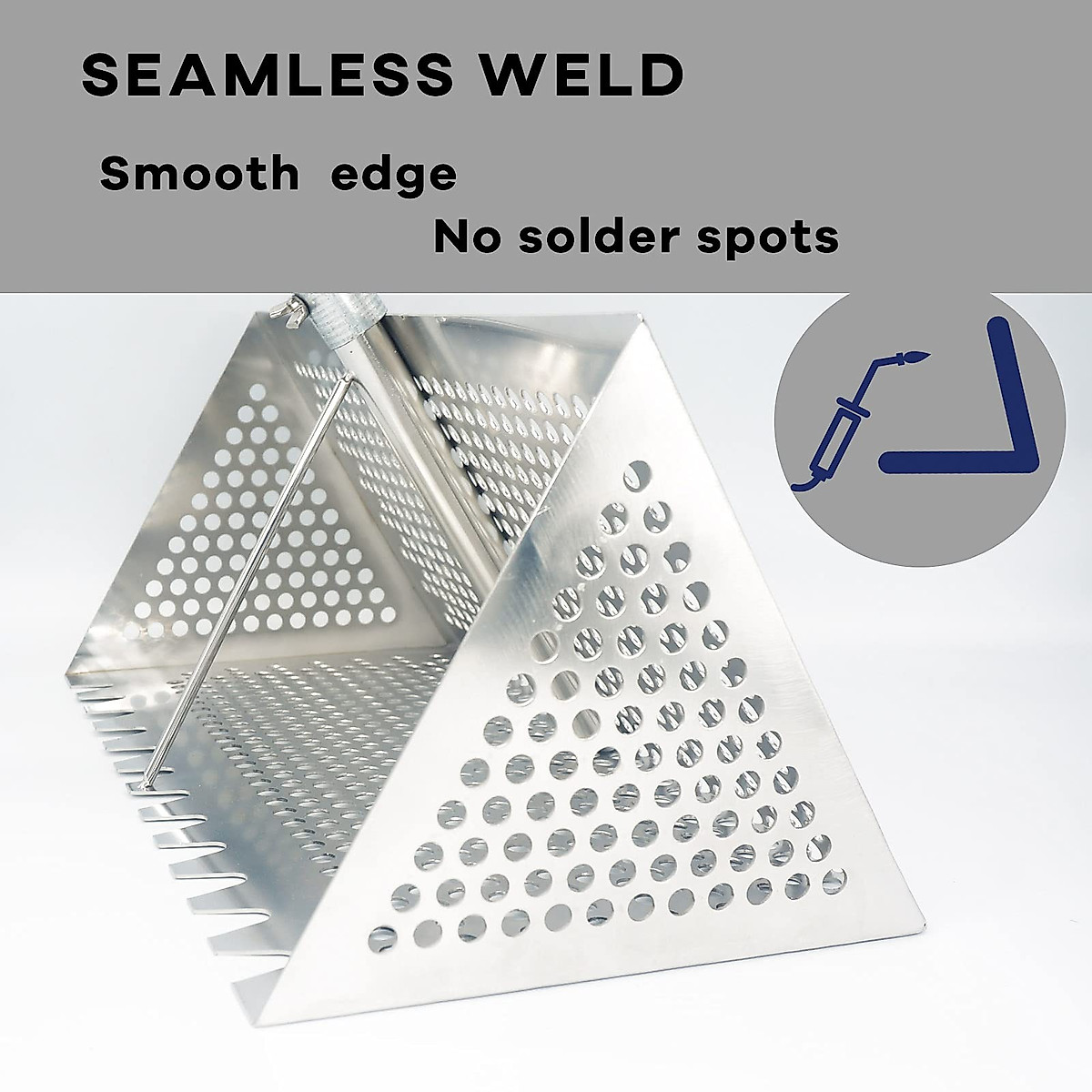 Sand Fleas Rake, Stainless Steel Sand Sifter, Detachable 47 Inches Long Handle, 15.7 Inches Width Basket, Sand Crab Catcher with Sharp Teeth,Collapsible Sand Fleas Catcher for Travelling.