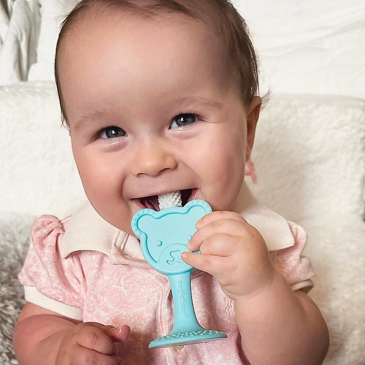 oogiebear Infant-to-Toddler Training Teether Toothbrush - 0-2 Years - 360° Soft Silicone, Promotes Safe Brushing, Baby & Kids Health - Teddy Bear Design Oral Care - 1 Unit