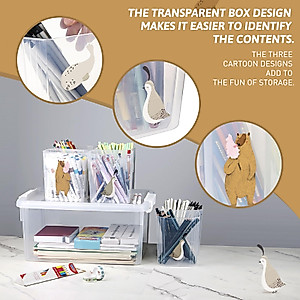 loobuu Plastic Storage Bins with Lids - 1 Pack Art Craft Supply Organizer Box with Brush Pot for Kids, 17 QT Stackable Clear Pen Container for Toy/Sewing/Comestic/Tool/Playdoh(15.93" x11.72"x7.19")