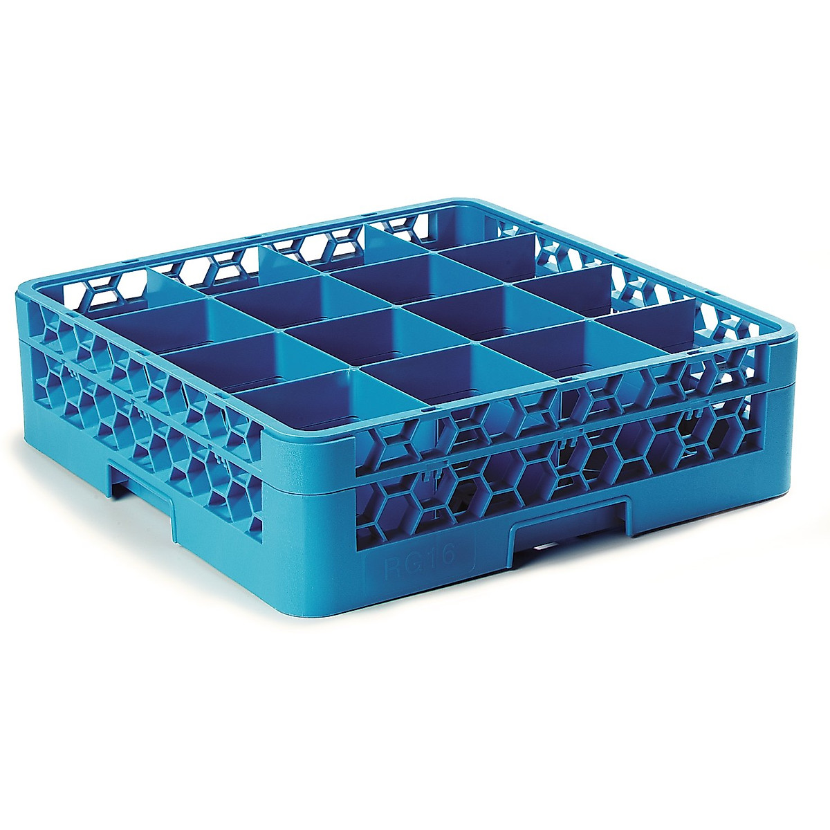 CFS OptiClean 16-Compartment Glass Rack with Extender for Commercial Dishwashers, Plastic, Carlisle Blue