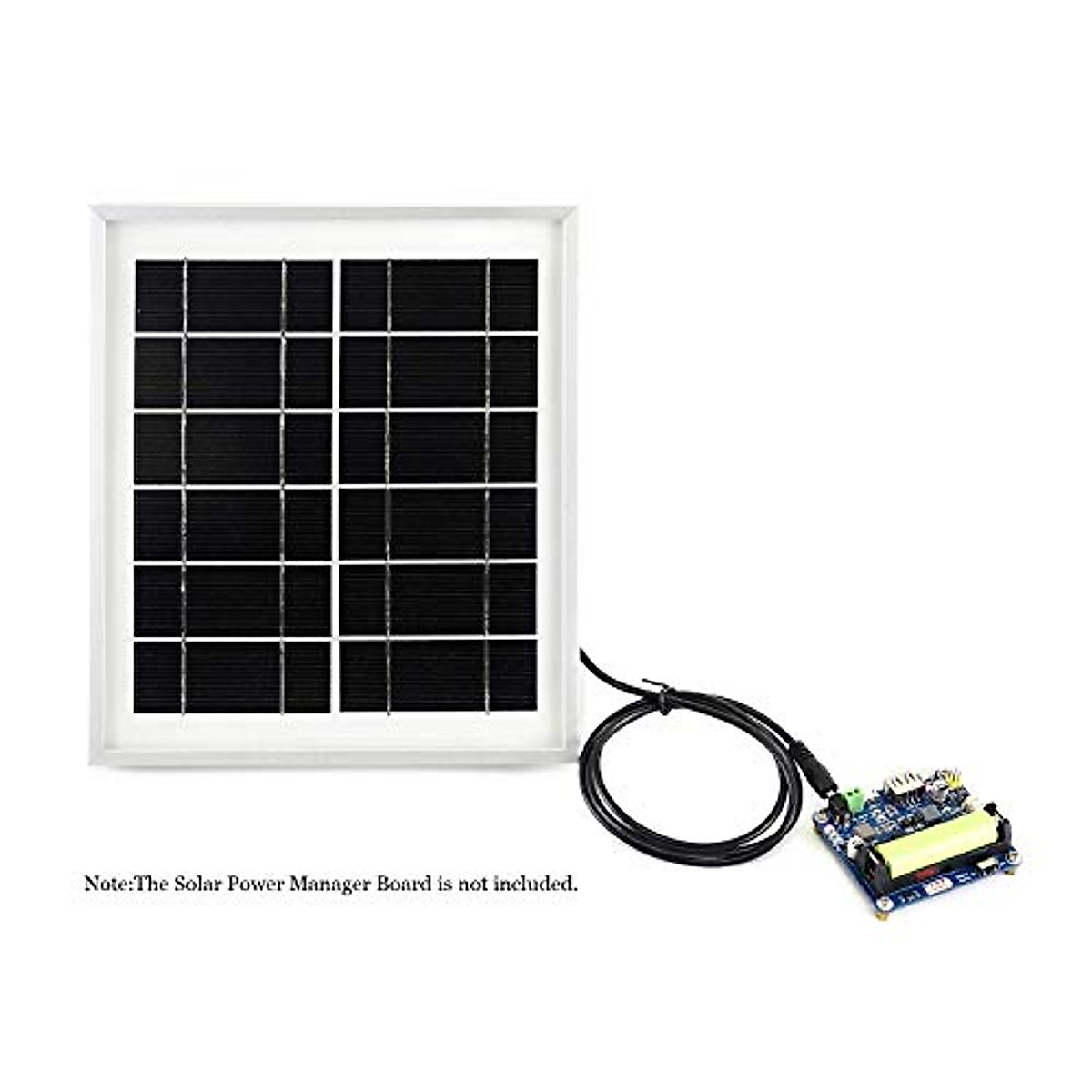 Waveshare Mini Solar Panel (6V 5W) with 156 Monocrystalline Cell for Solar Power Manager, Toughened Glass+ Anodic Oxidation Aluminum Alloy+ 0.25mm PET Material,6.0V ± 5% Voltage