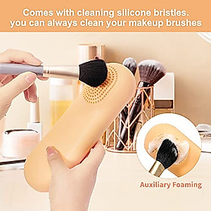 360 Rotating Makeup Organizer Set, Organizador De Maquillaje Perfumes, Clear Acrylic Cosmetic Display Cases, Spinning Cosmetic Storage Box for Vanity, with Makeup Brush Holder Travel Case Silicone