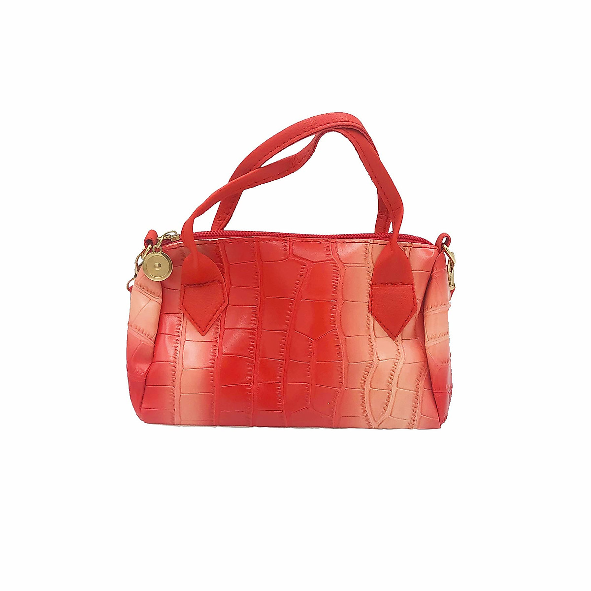 HUAI CHAO Fashion Crossbody Bag for Women Girls Cute Gradient Color Handbag Funny Crocodile Print Leather Purse Red, Ht-80