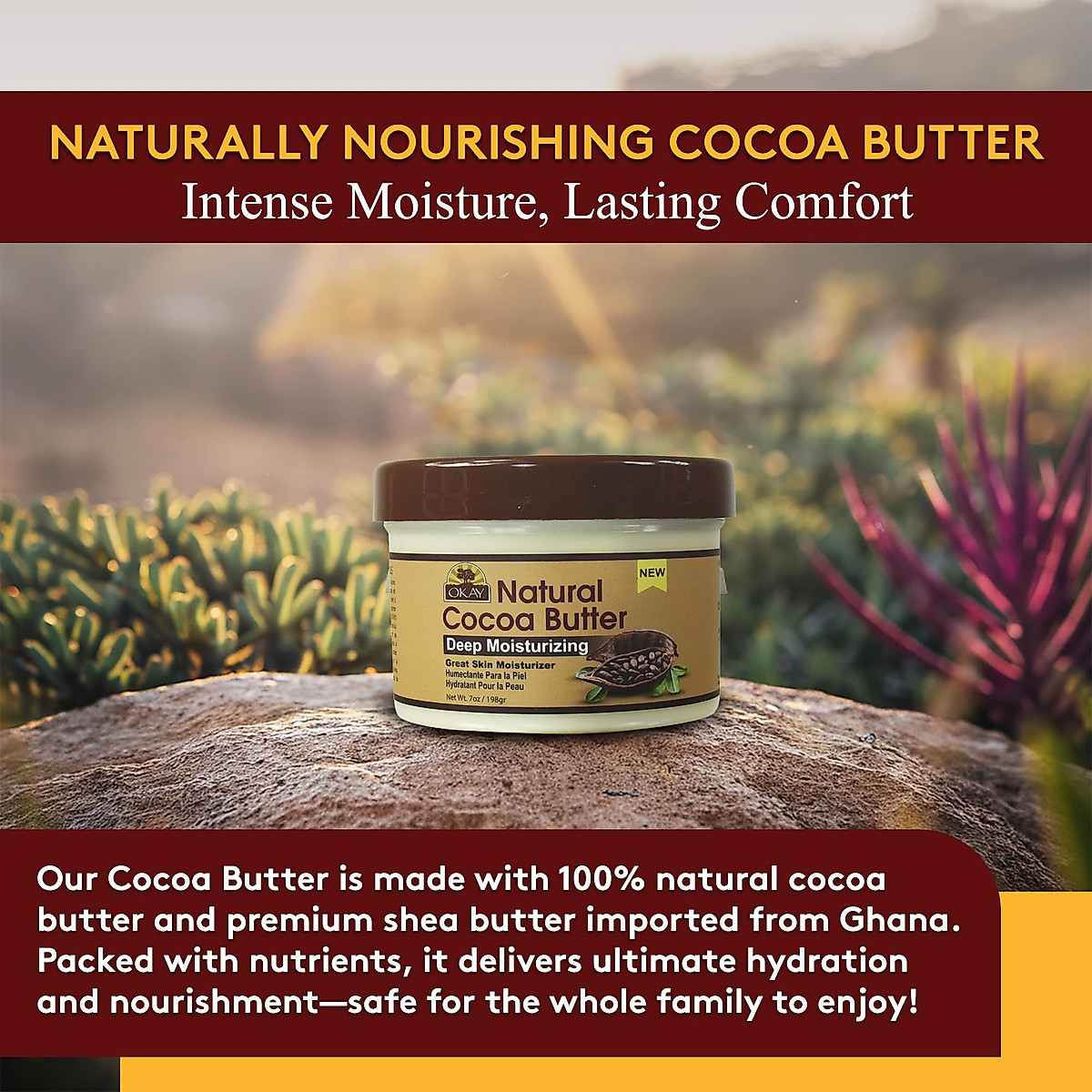 OKAY 100% NATURAL COCOA BUTTER SMOOTH 7oz/198gr
