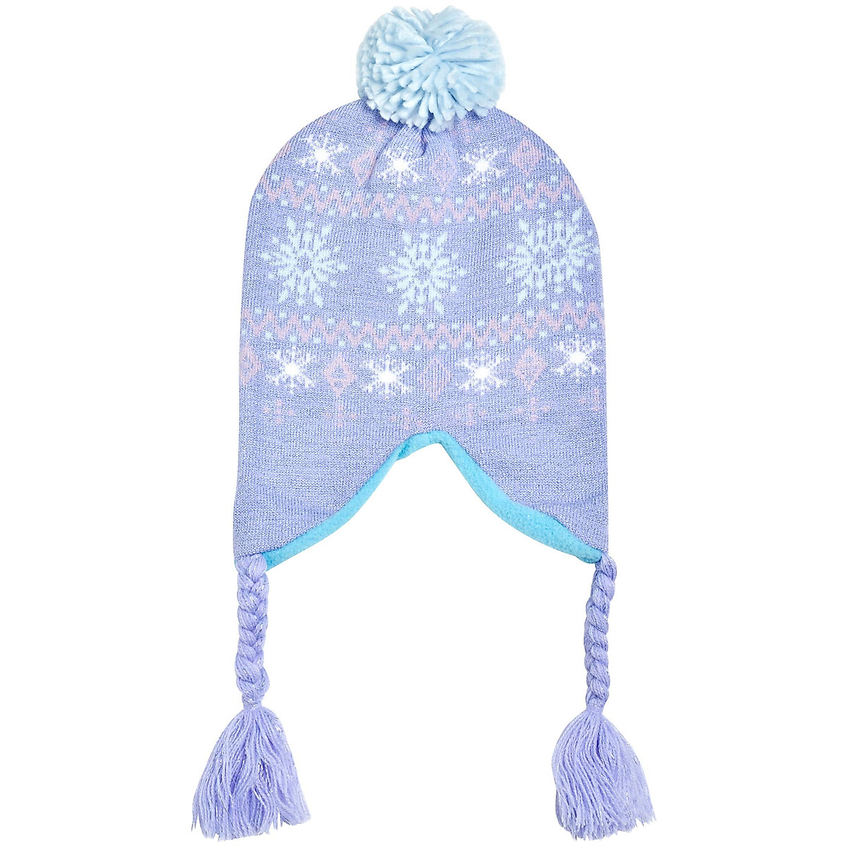 Disney Little Girls Frozen Elsa and Anna Beanie Hat and Gloves Cold Weather Set (Age 2-7), Size Age 4-7, Frozen Purple Gloves