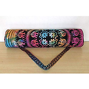 ICC Yoga Mat Bag for Women & Men,Travel Yoga Gym Bag for 1/4" 1/3" Thick Exercise Yoga Mat, Full-Zip Yoga Mat Carrier Bag for Class workout Park with Pockets and Adjustable Strap Multi Elephant