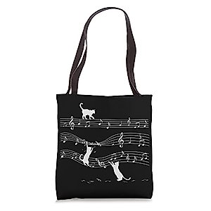 Piano Music Notes Playful Cat Tote Bag
