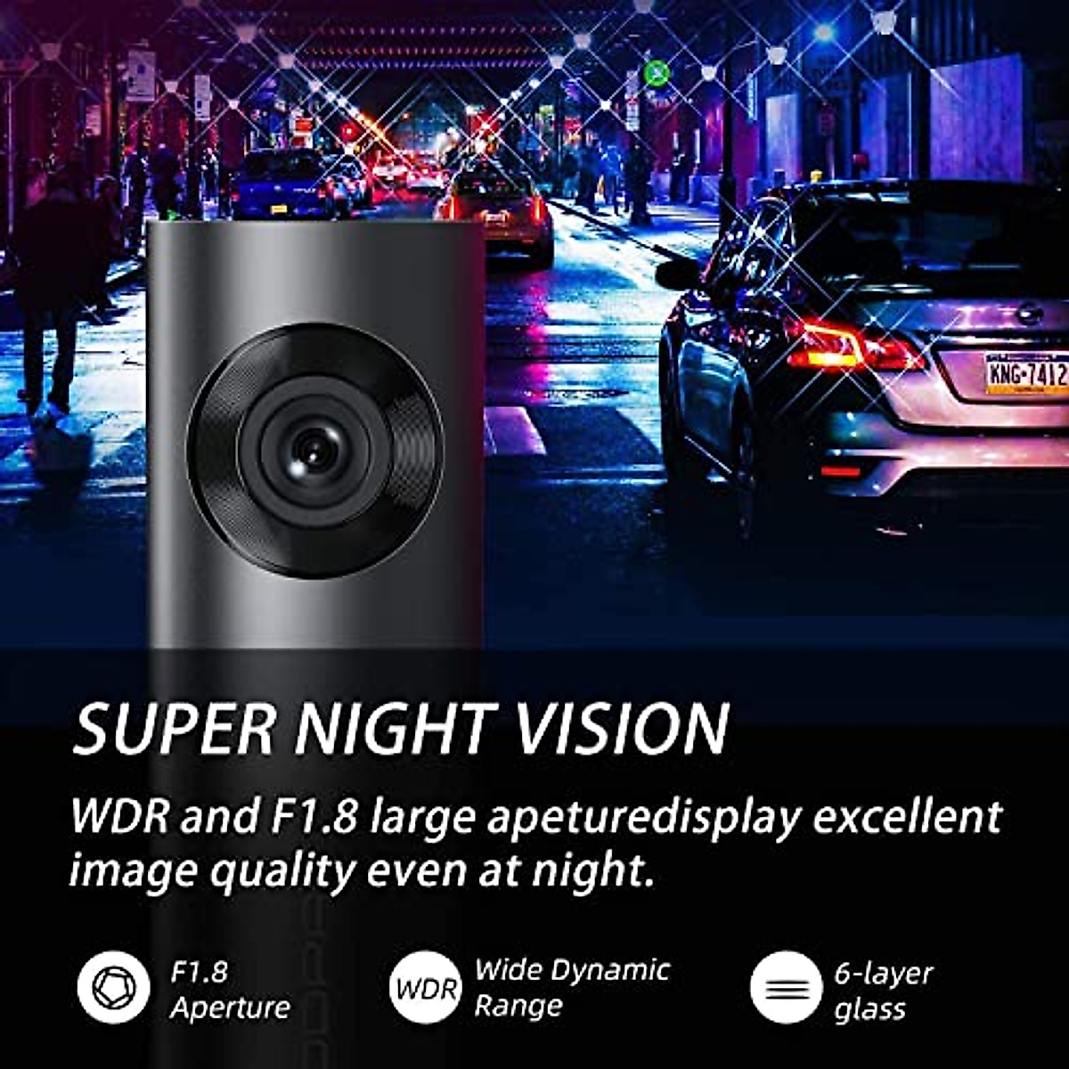 DDPAI Mini3 Dash Cam 1600P, 2K Front Dash Cam Recorder Dashboard 2560x1600P, Front Dashboard Camera for Car DVR Recorder 32GB eMMC Storage |WiFi & App|Night Vision, Parking Mode, Super Capacitor