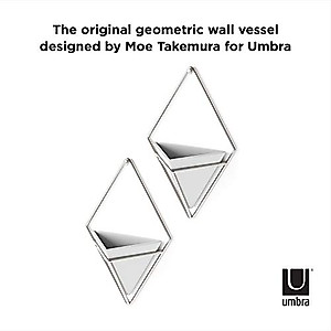 Umbra Trigg Small Wall Display, White-Nickel, Planter Pot, Indoor Outdoor Usage